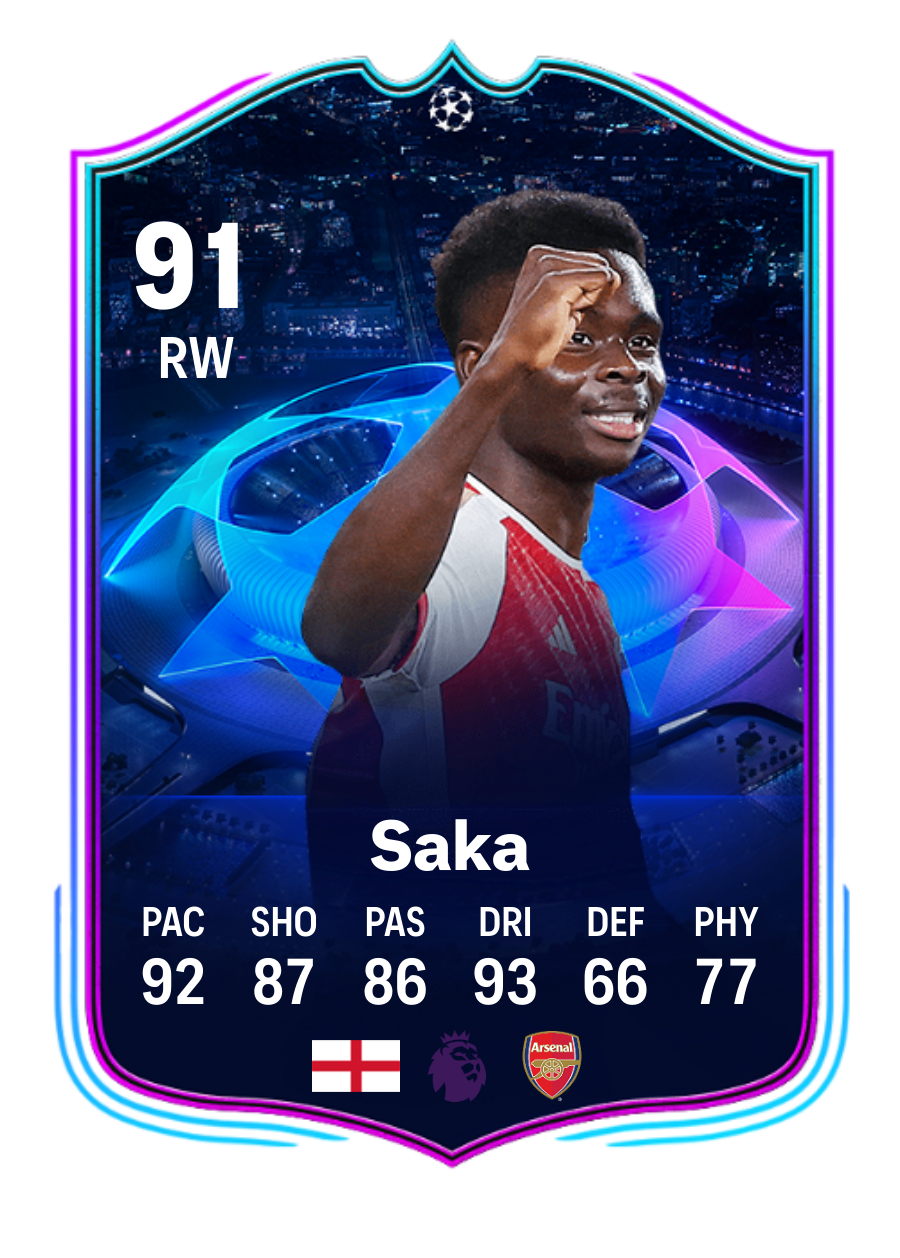 Assets - Bukayo Saka UCL Road to the Knockouts 91 OVR - FUT.GG
