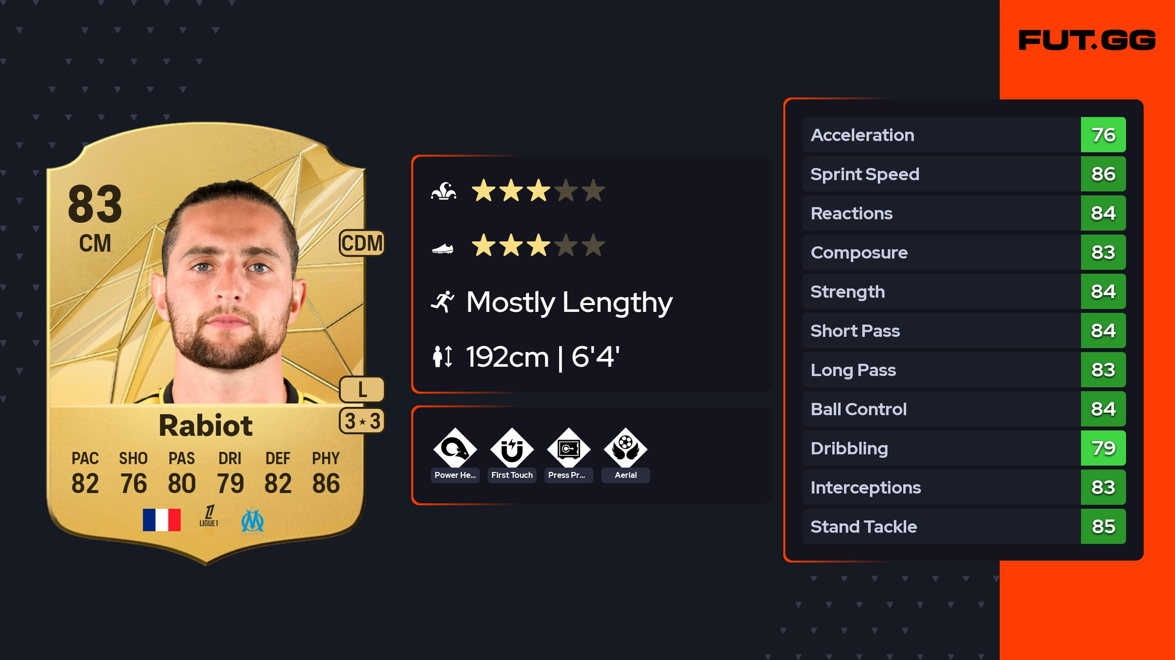 Adrien Rabiot EA FC 25 Ratings, Prices, and Cards - FUT.GG