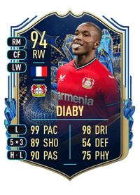 Moussa Diaby EA FC 26 Ratings, Prices, and Cards - FUT.GG