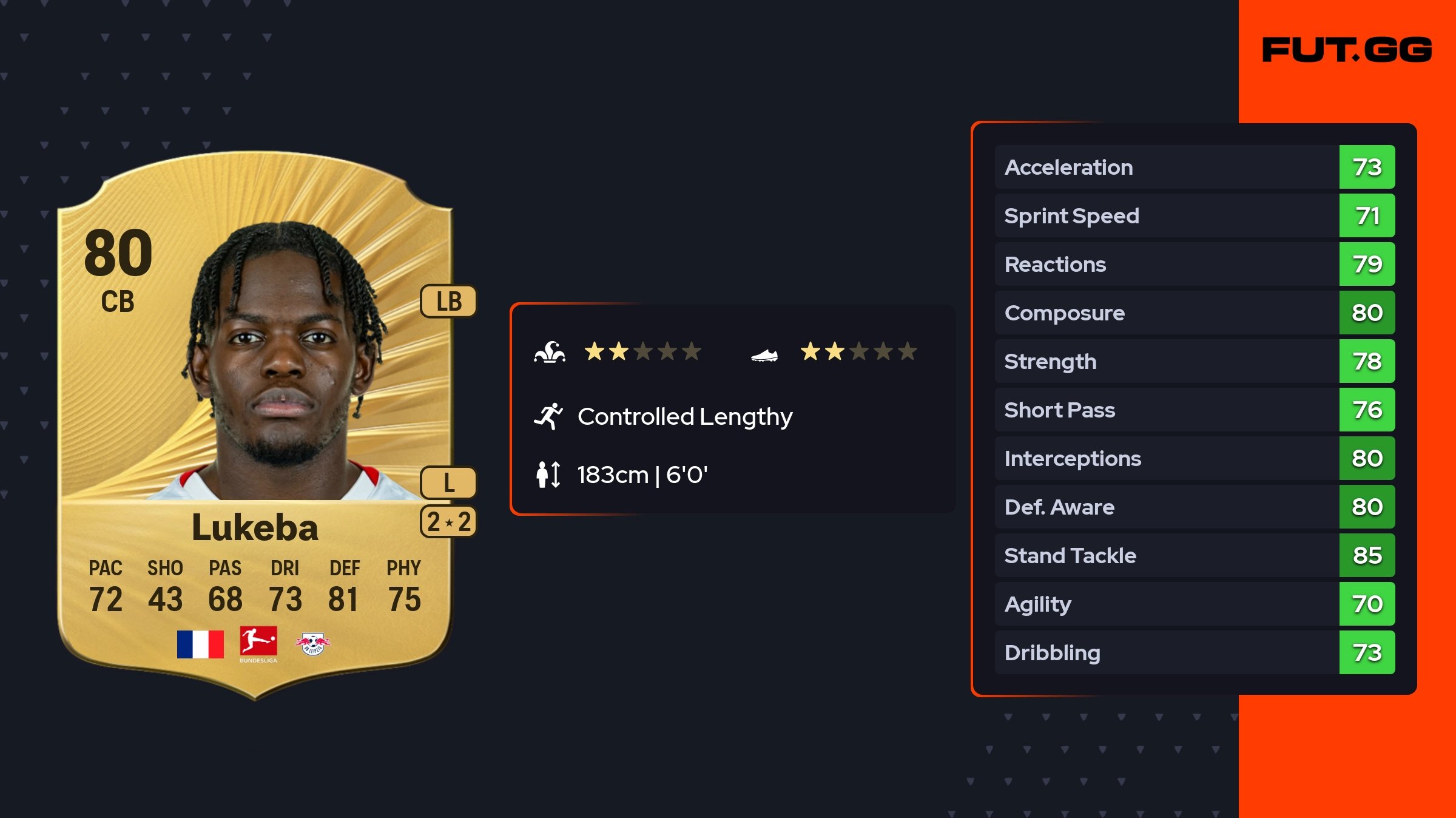 Castello Lukeba EA FC 26 Ratings, Prices, and Cards - FUT.GG