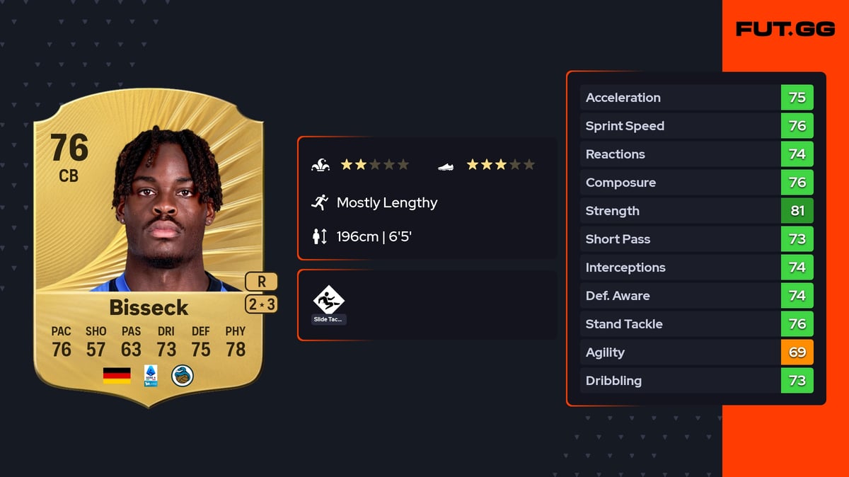 Yann Aurel Bisseck Rare 76 OVR CB - EA FC 26 - FUT.GG