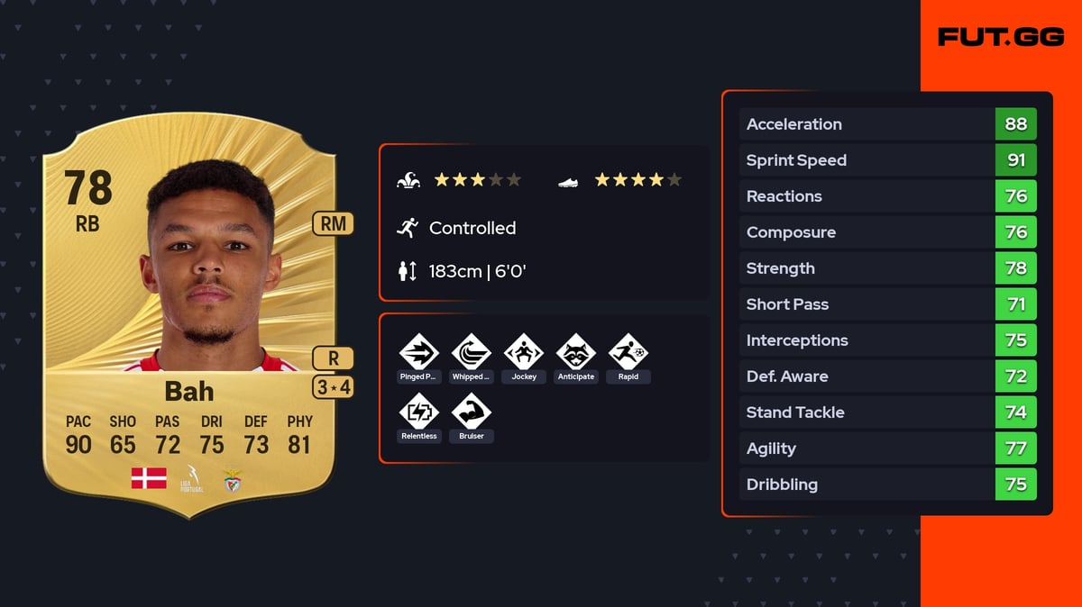 Alexander Bah Rare 78 OVR RB - EA FC 26 - FUT.GG