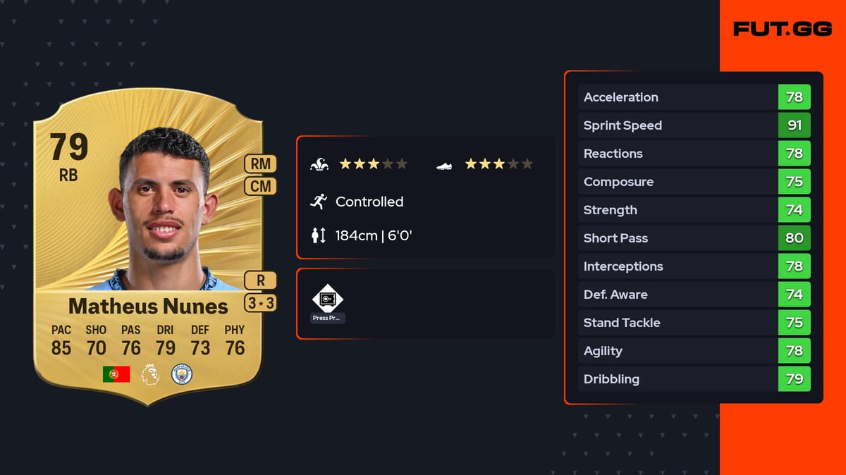 Matheus Nunes Rare 79 OVR RB - EA FC 26 - FUT.GG